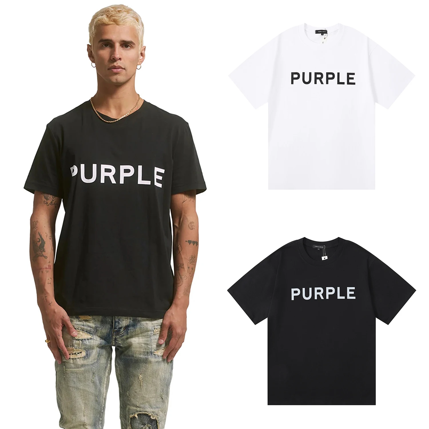 Purple Brand100% Cotton T-shirt Printed High Quality Men's Co-branded ...