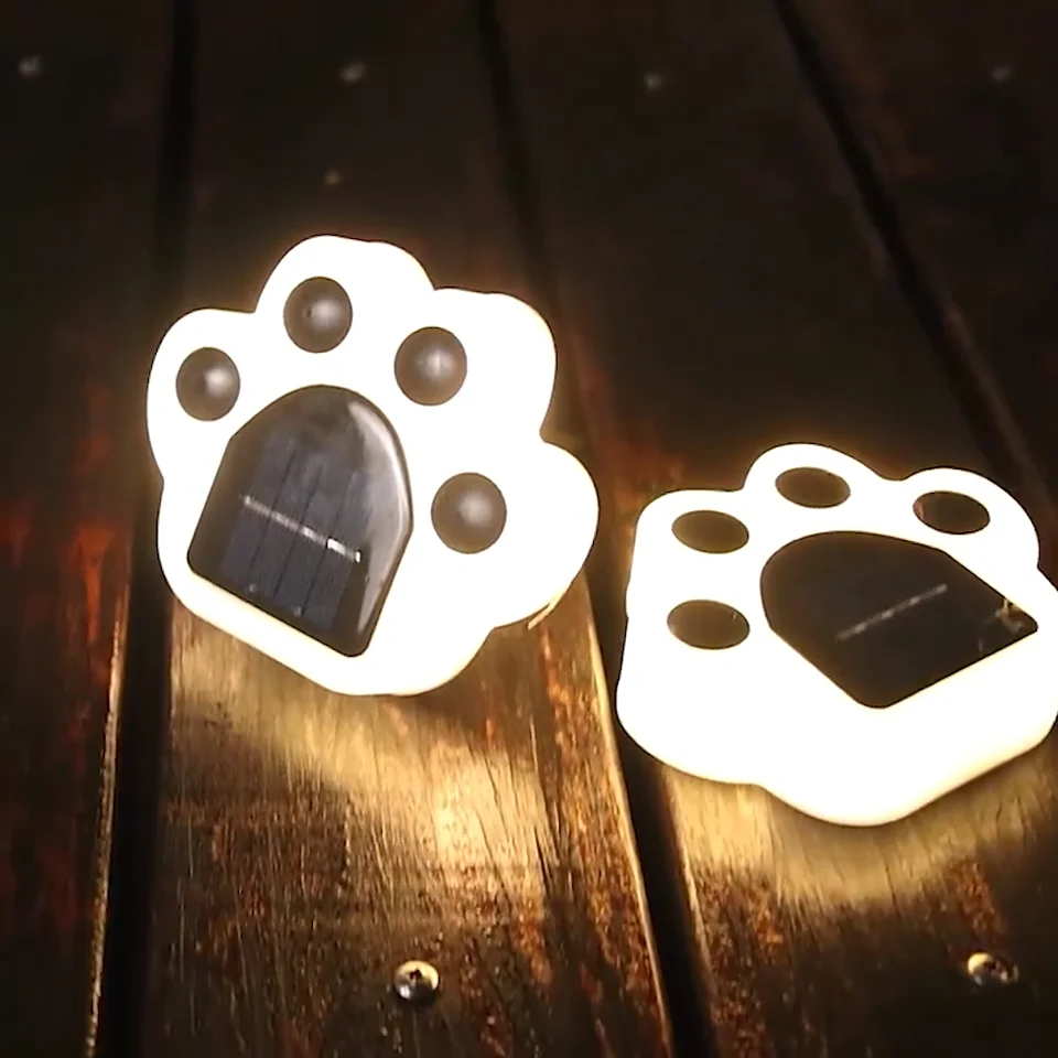Outdoor Solar Powered Garden Cat Paw Lawn Lights Solar Cute Cat Paw ...