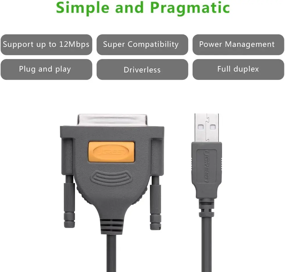 UGREEN USB to DB25 Parallel Printer Cable - Fast Data Transfer