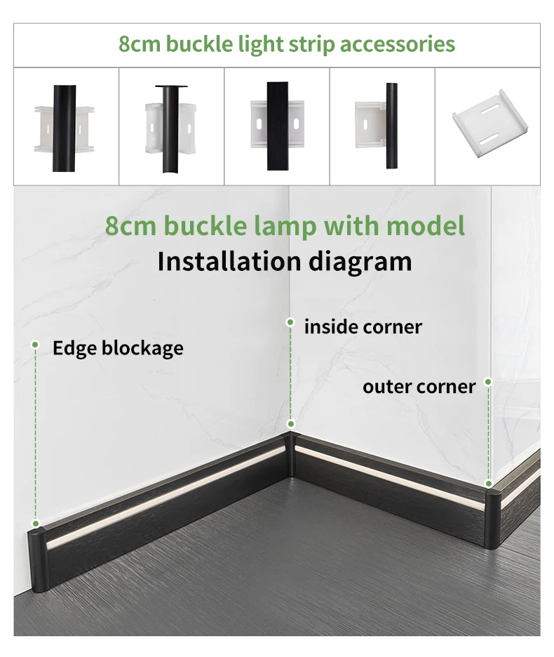 Led Aluminum Skirting Light Profile Wall Skirting Board Baseboard Floor ...