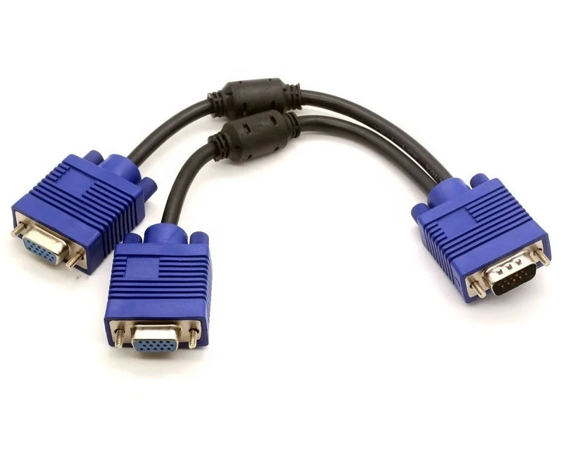 15 Pin DB15 Male Splitter to 2 Female DB15 VGA Monitor Video Cable ...