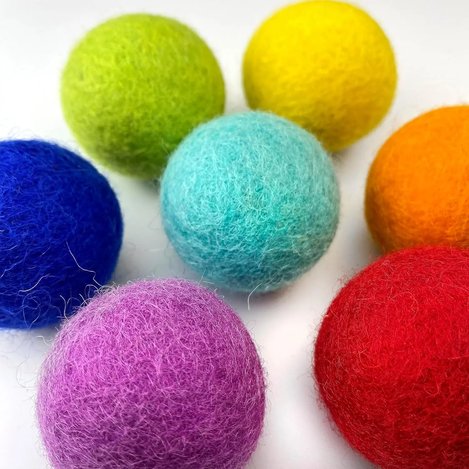 Rainbow Large Felt Balls Montessori Wool Pom Poms for Baby Crafts Cats ...