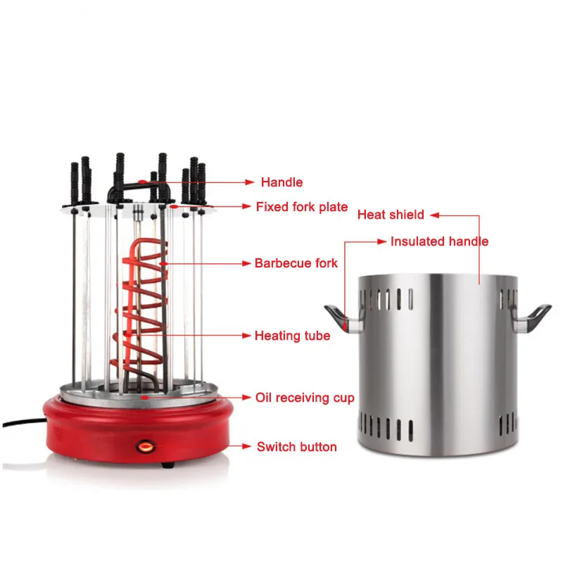 Electric Bbq Kebab Grill Machine Automatic Rotating Barbecue Smokeless ...