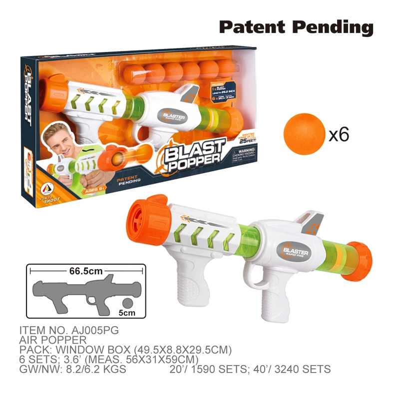 Air Powered Shooter Battle Game Toy Eva Foam Ball Gun Blast Popper Gun ...