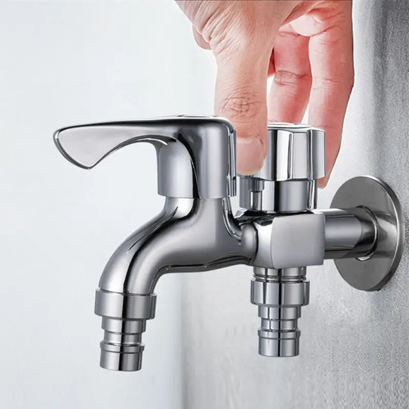 Stainless Steel Two Way Faucet Valve 1 In 2 Out Head Dual Function ...