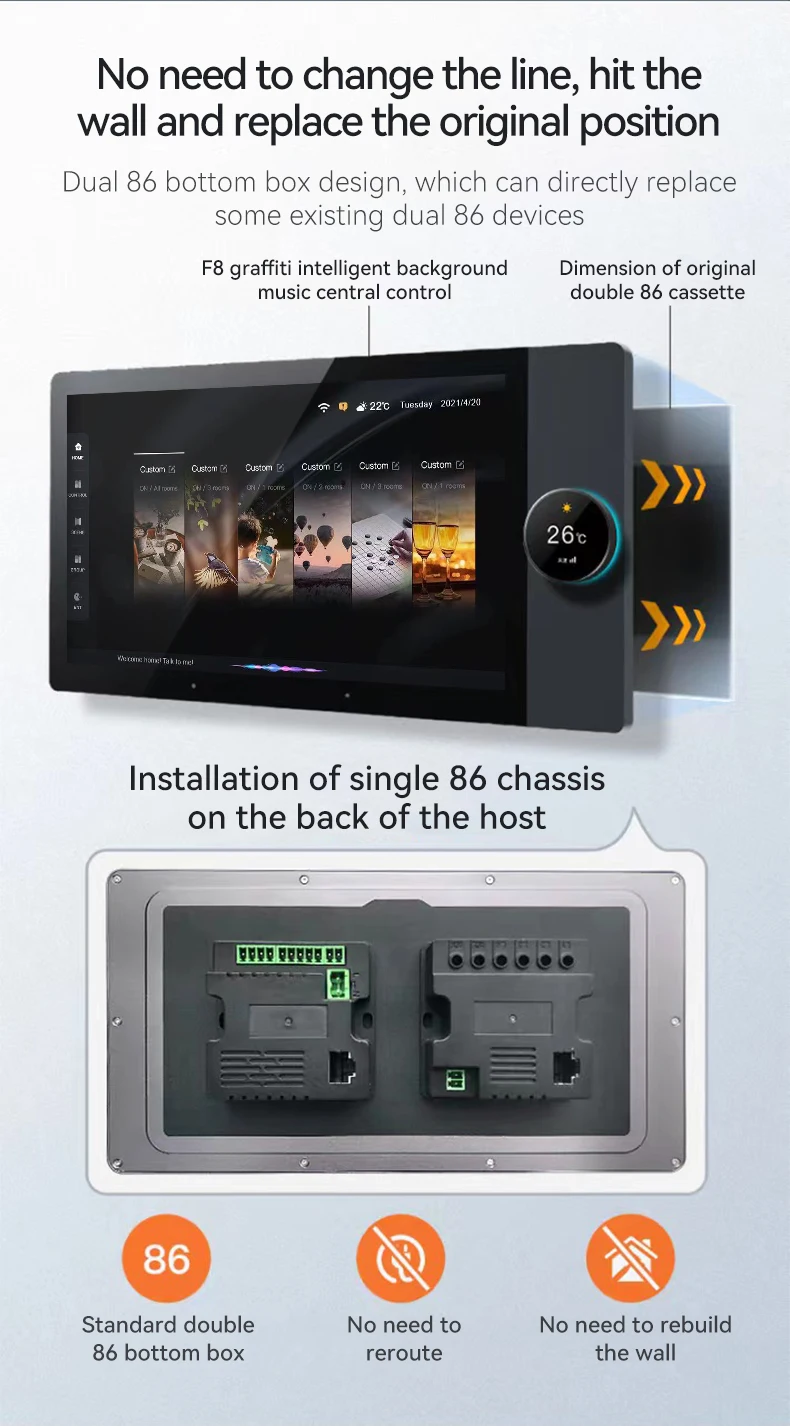 Smart Home Control Panel - 8 Inch Touch Screen Wall Switch