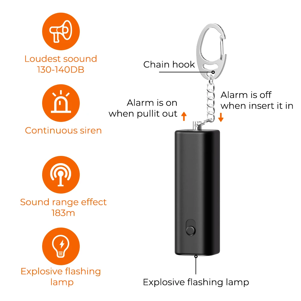 Defence Women Flashlight Self Defense Alarma Personal Panic Button ...