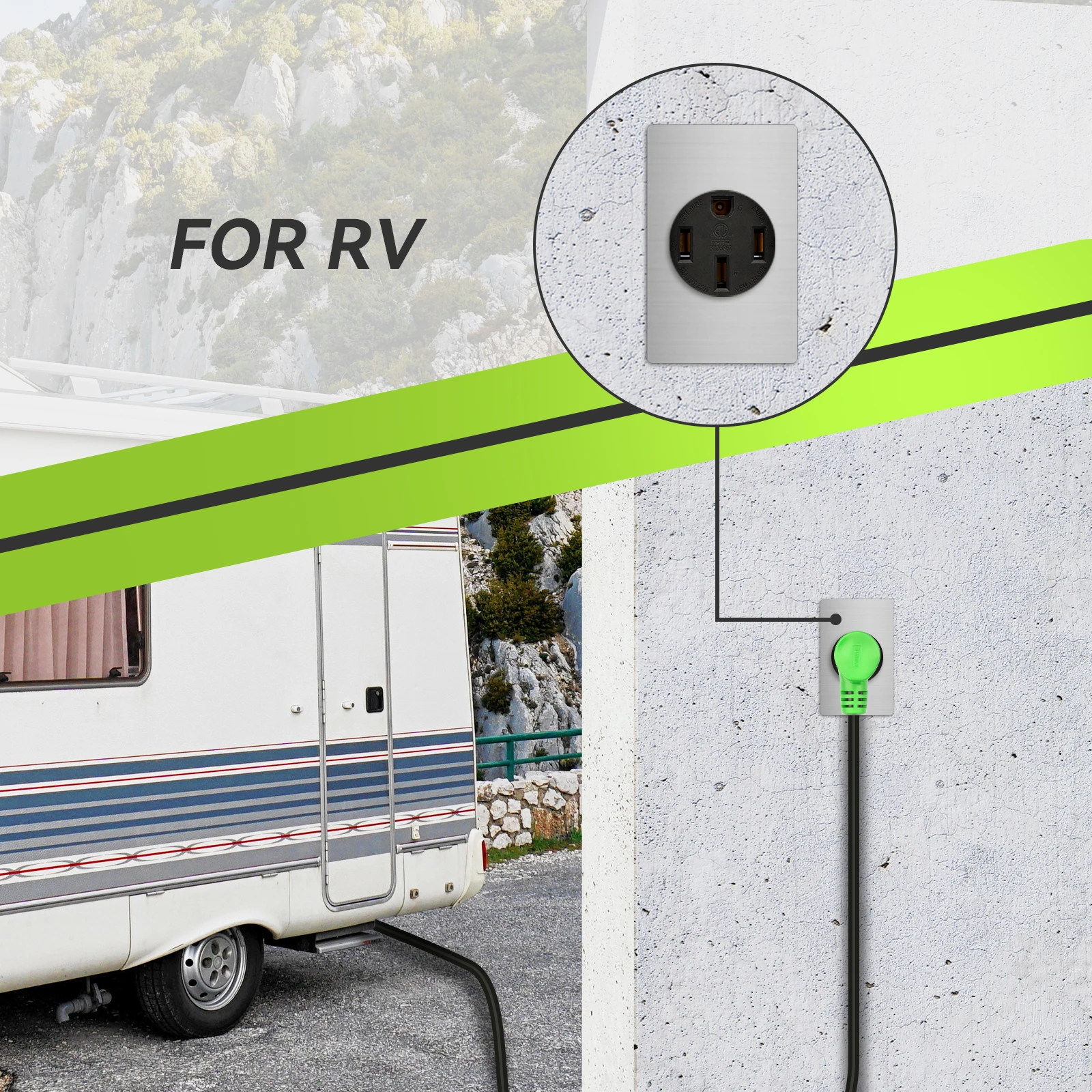 Rv 30 Amp 125 Volt Nema Tt-30r 2p 3w Power Receptacle Flush Mounting ...