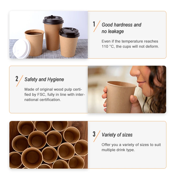 Custom 4oz 8oz Disposable Paper Coffee Cups, Single Wall Pe Coated ...