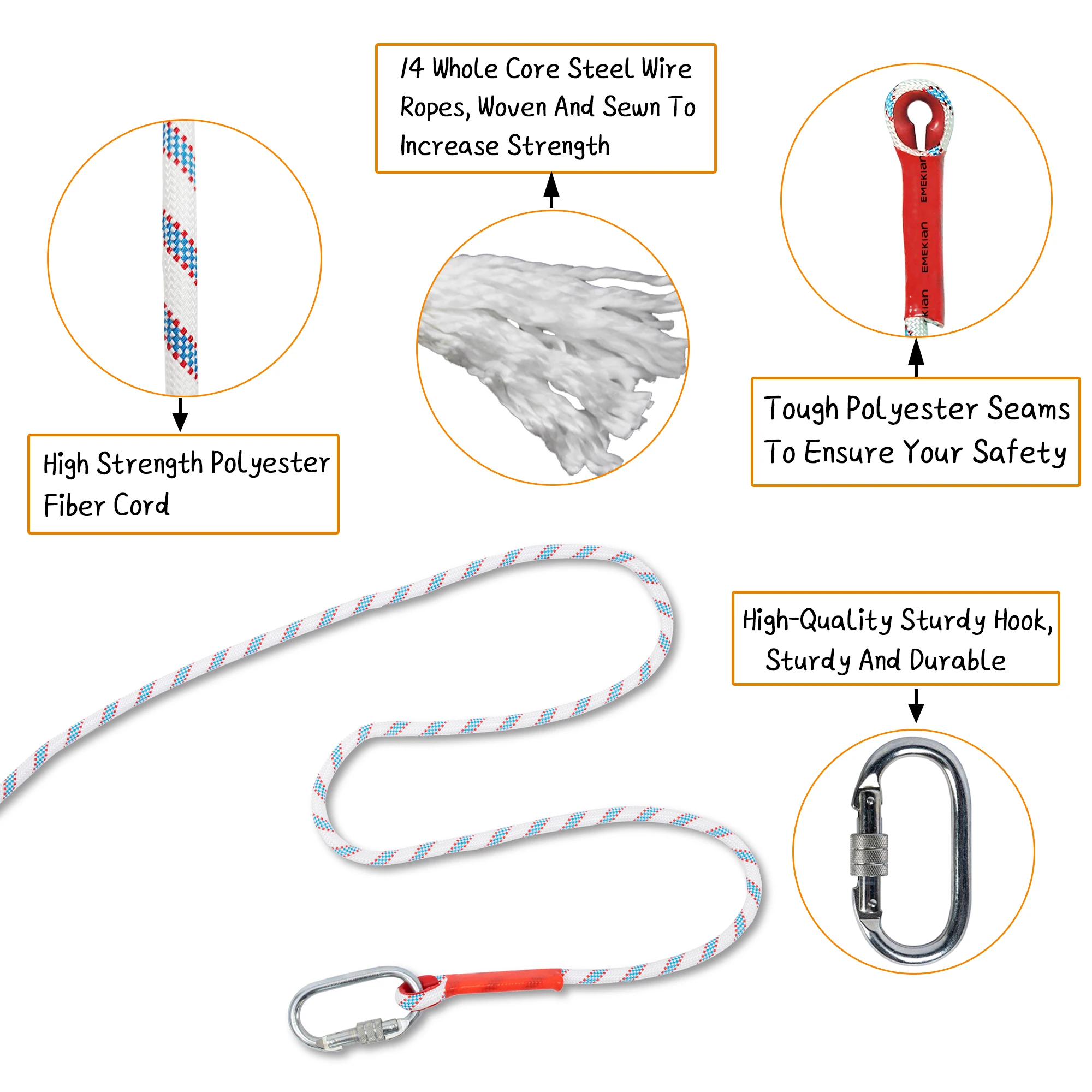 Factory Manufacturer 8mm 10mm 12mm 14mm 16mm 20mm Climbing Dynamic Rope ...