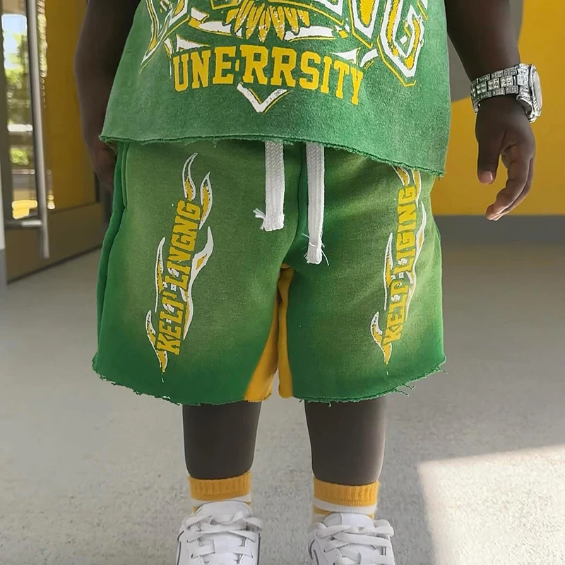 Custom Logo Streetwear Oversize Boys Clothes Kid Short Tracksuit ...