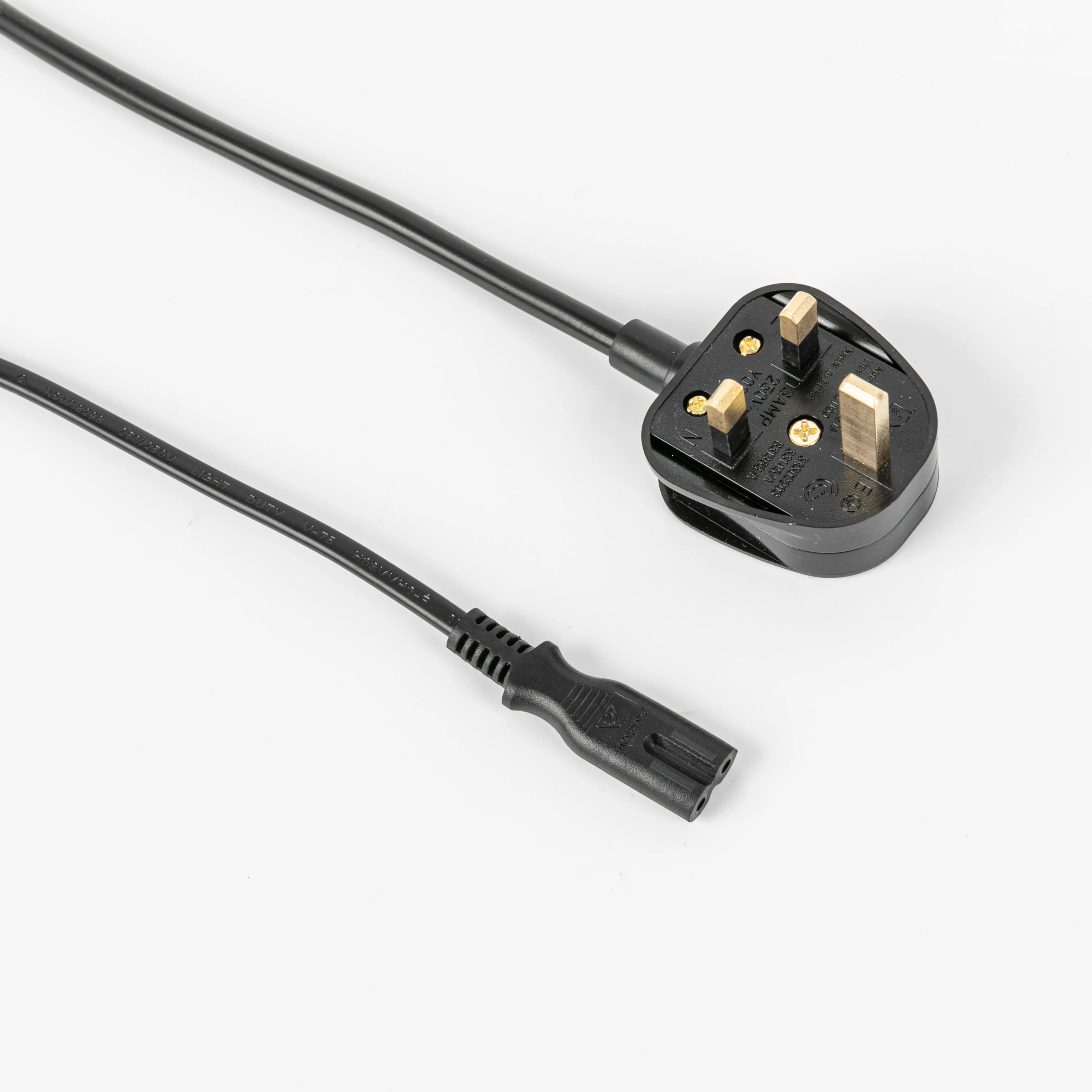 BS 3 pin plug to C7 Figure 8 Power Supply Cable With 13A Fuse UK IEC ...