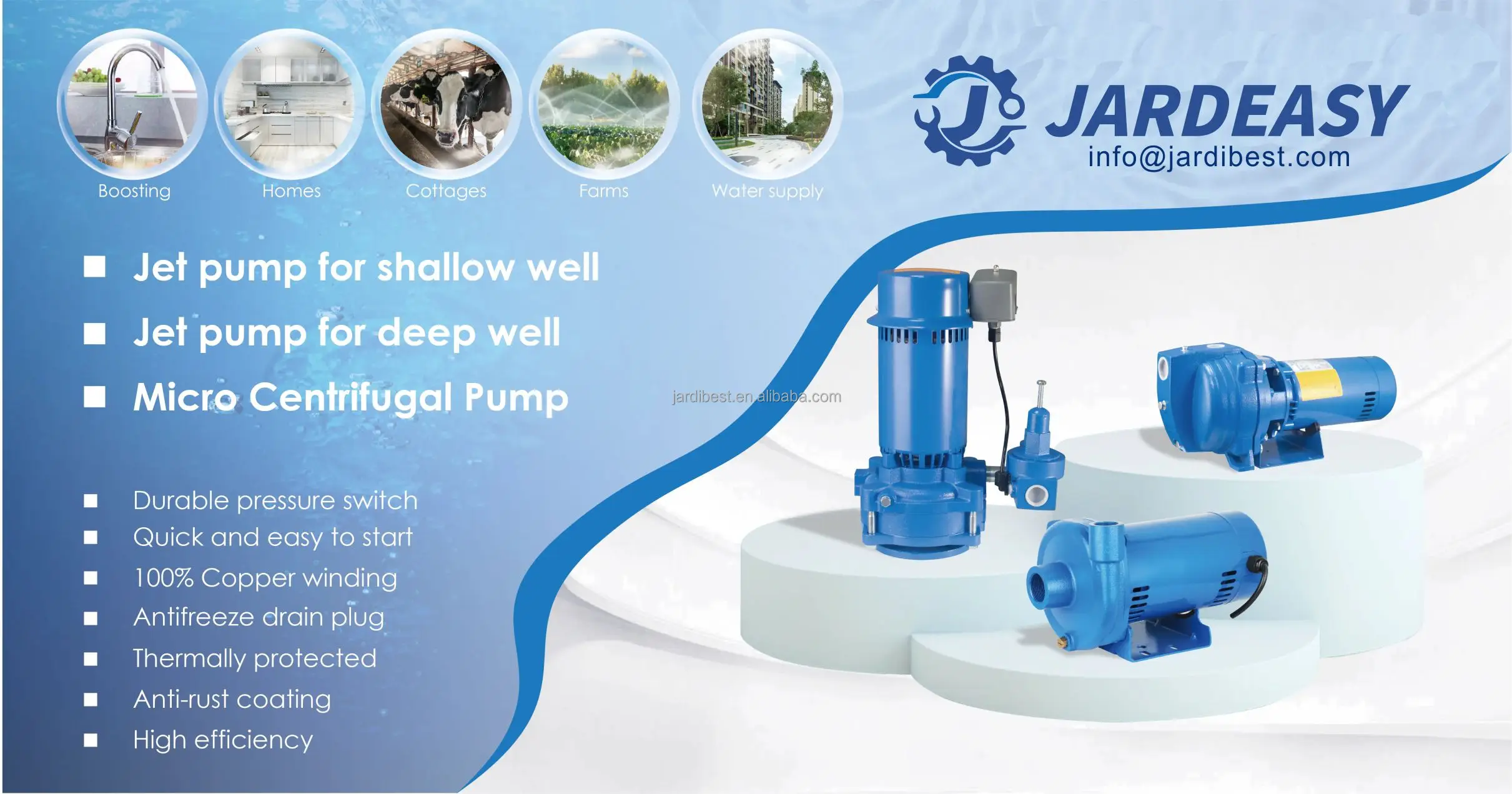 JARDEASY 115V/230V 60HZ Vertical Jet Pump for Deep Well Irrigation