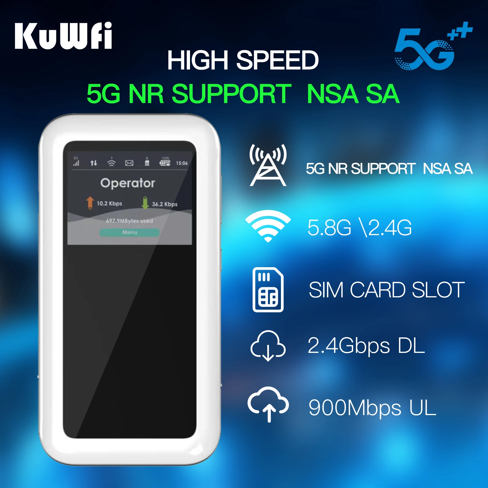 New Released 5g Mobile Hotspot ESim Router SA NSA WiFi 6 4500mAh ESim ...