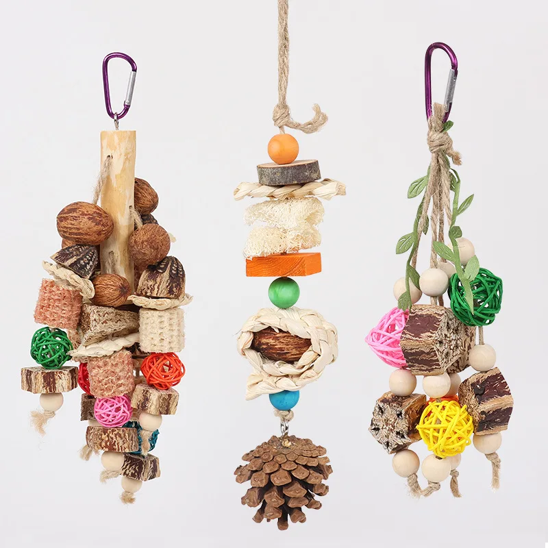 Pine Cone Bird Toys Rattan Ball Bird Cage Accessories Natural Fruit ...