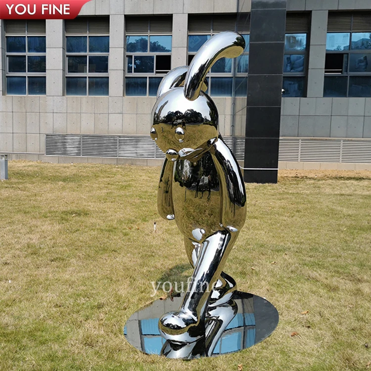 Modern Custom Life Size Metal Rabbit Stainless Steel Statue Sculpture ...