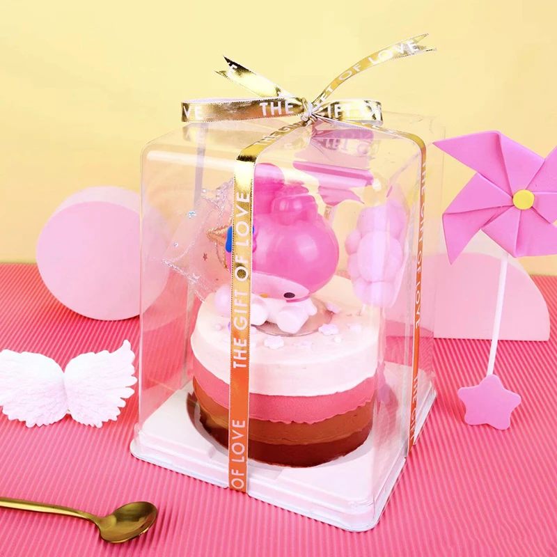 Transparent Birthday Cake Packing Box Slice Mini Round Cake Box ...