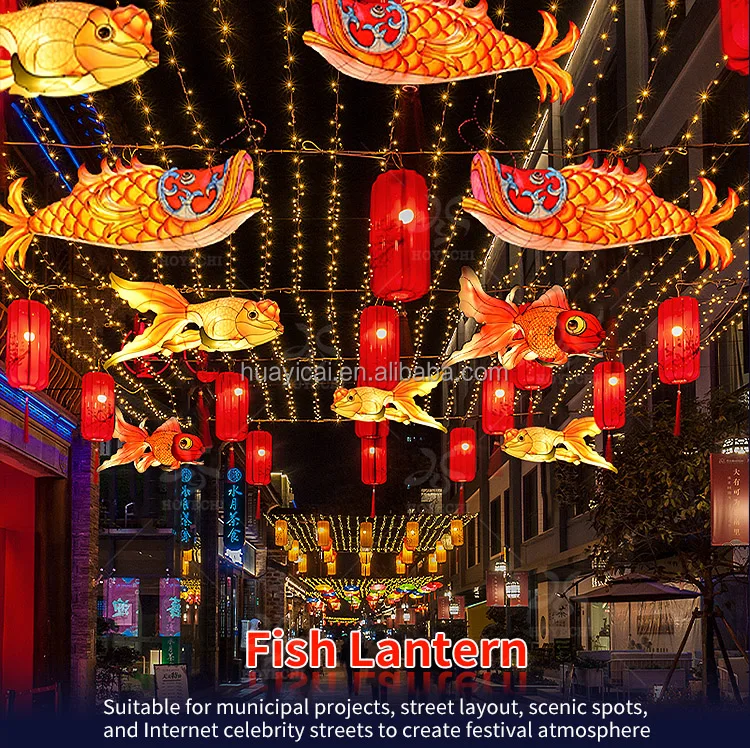 Outdoor Handcrafted Chinese Fish Lanterns for Festival Decor at ...