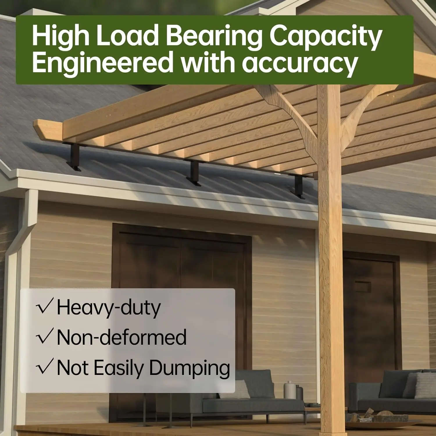 Saddle Steel Adjustable Angle Roof Riser for Wood Patio Pergola Beam ...