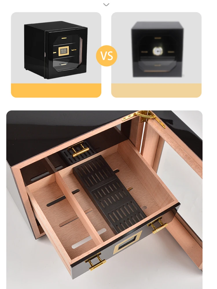 Luxury Cigar Humidor Big Capacity Sliding Glass Display Door Spanish ...