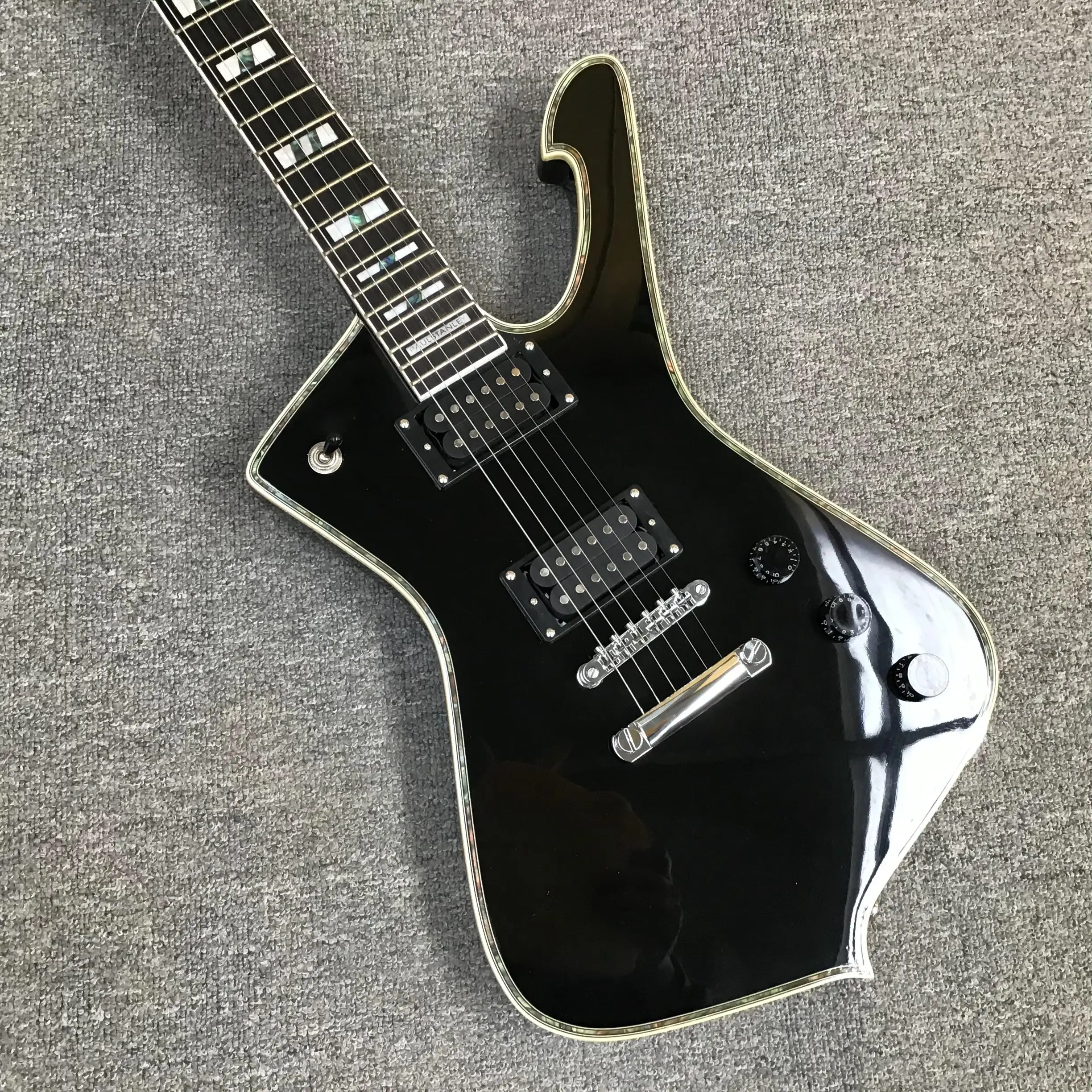 Ibn Brand Black Iceman Electric Guitar - Solid Mahogany Body, Maple ...