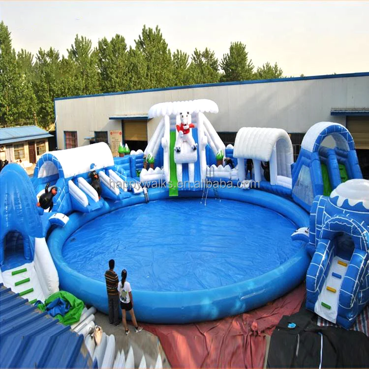 Customized Giant Inflatable Water Park Slides Pool Pvc Material Bouncer ...