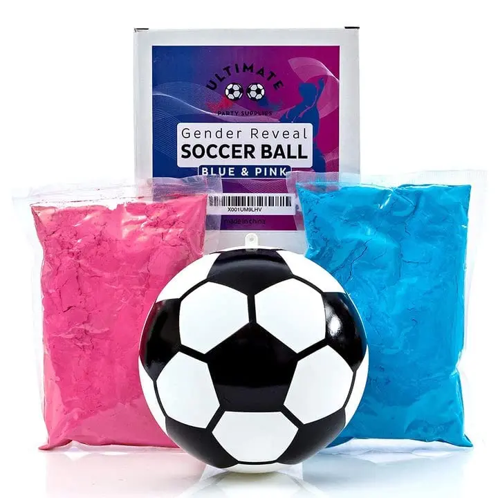 Gender Reveal Soccer Ball Blue and Pink Powder Kit Non-Transparent ...