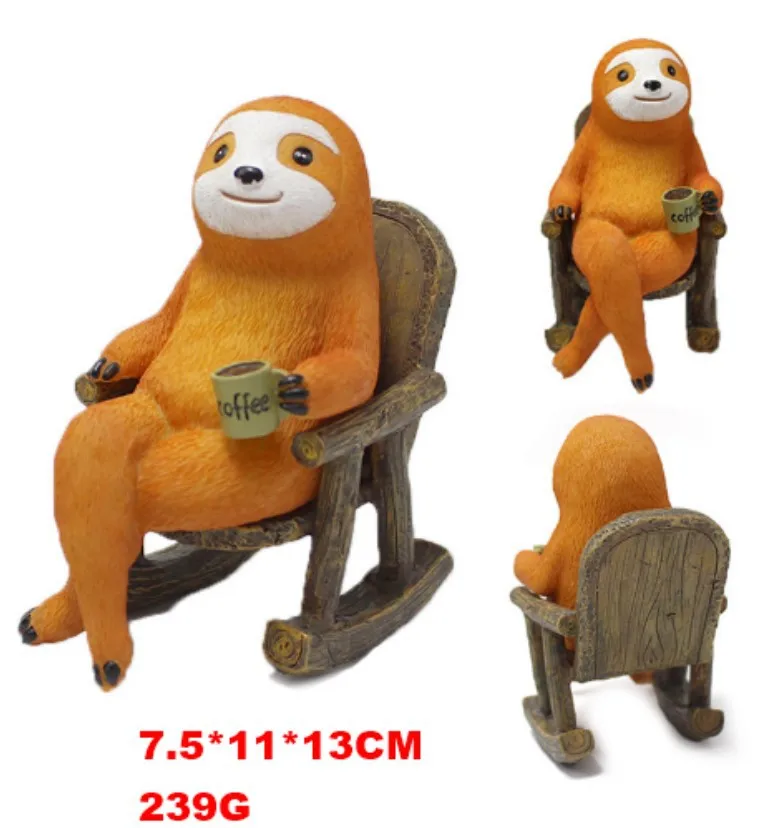 Outdoor Garden Statue Ornament Resin Sloth Woodland Decor