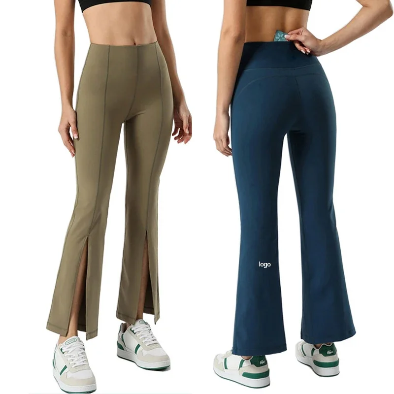 High Quality Sexy High Waisted Yoga Flared Pants Hip Lifting Pants Dance Fitness Sports Front ...