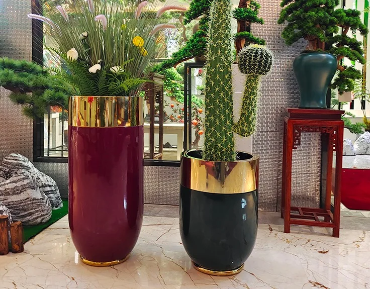 Modern Metal Flower Pot For Green Plants With Glazed Lacuqer - Buy ...
