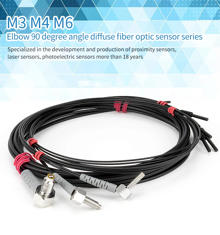 Elbow 90 Degree Angle Diffuse Fiber Optic Sensor - Proximity Type ...