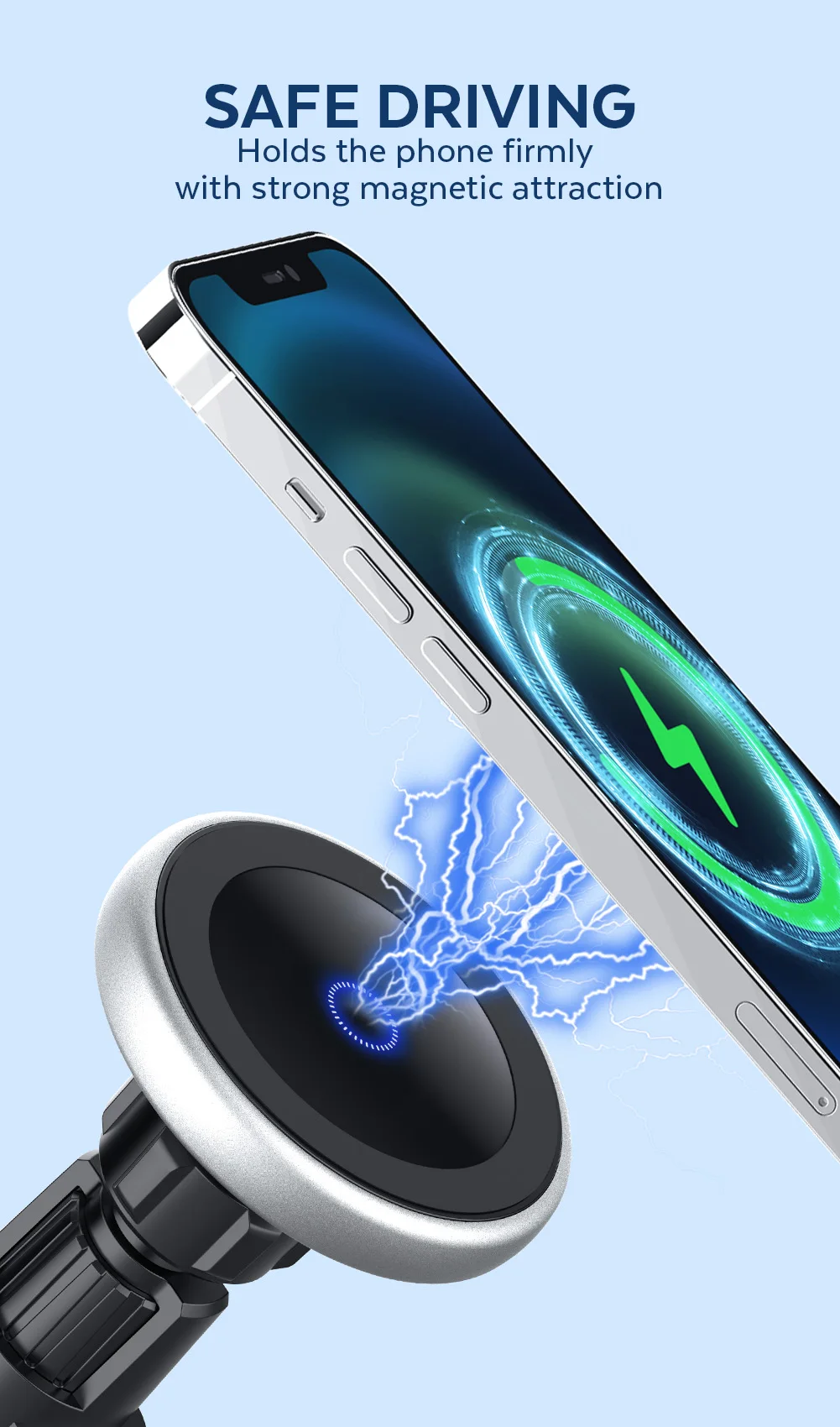 Custom Logo 15w Car Wireless Charger Magnetic Suitable For Apple Phone Stand Magsafe Wireless ...