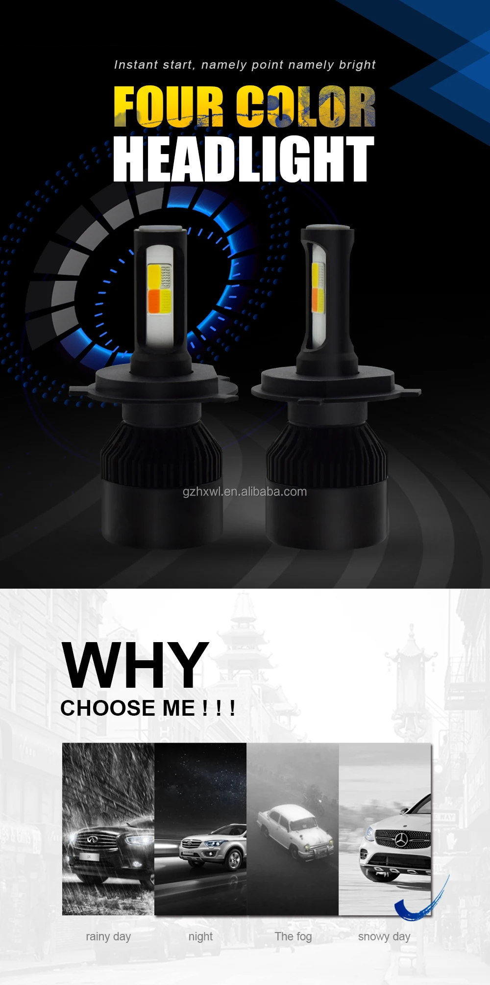 4 Color 9005 Led Headlight for Car 6000k 3000k Fog Light S2 4 Color Led ...