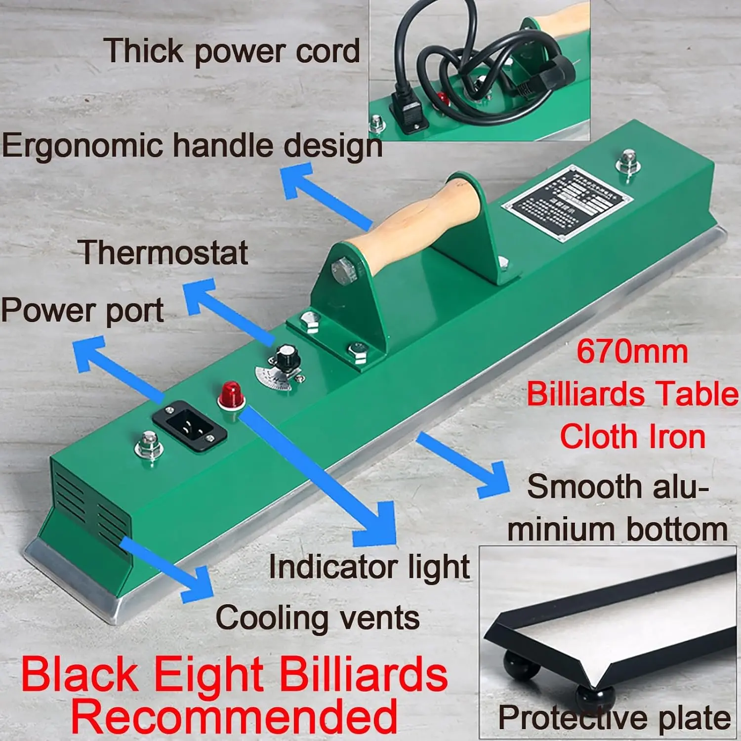 Rayspeed 670mm Billiard Table Iron, Adjustable Temperature Snooker ...