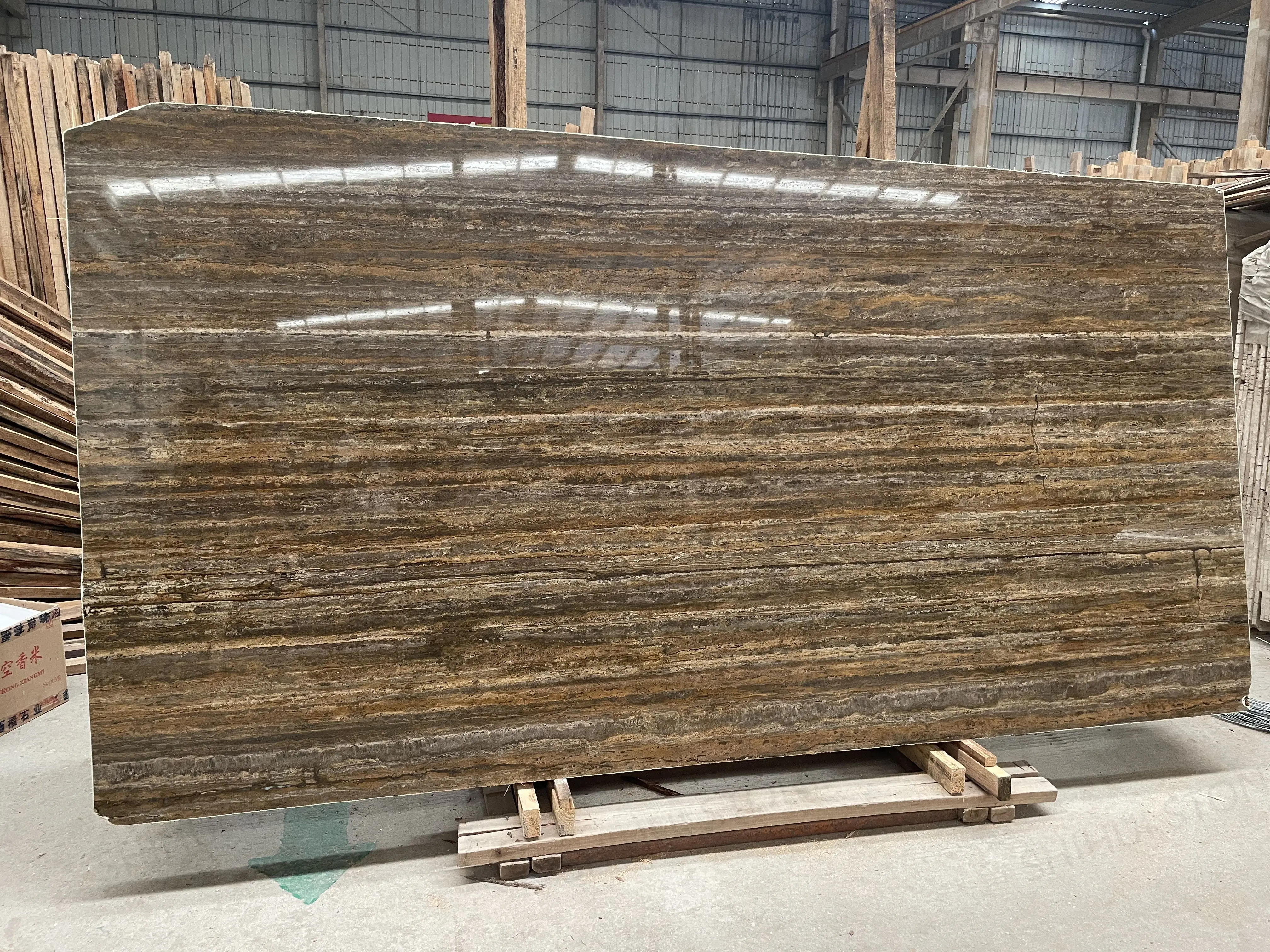 SHIHUI Silver Travertine Slabs - Modern Design & Durability