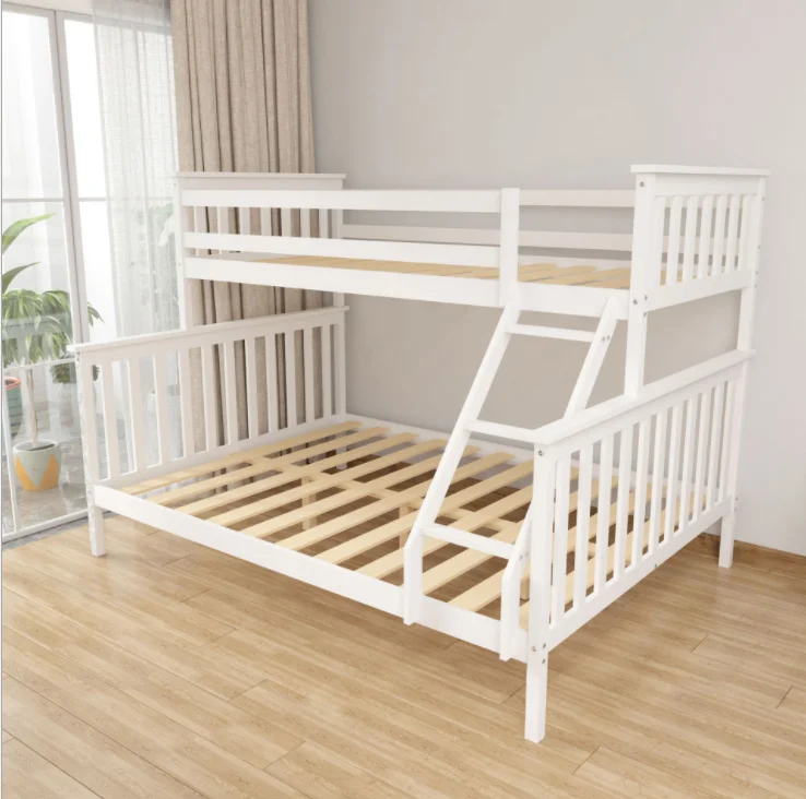 Full Bunk Beds Detachable Solid Wood Bunk Bed with Ladder and Guard ...