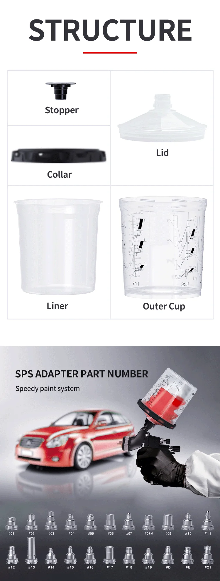 Disposable Spray Gun Upper Can 180ml No-clean Paint Mixing Plastic Cup ...