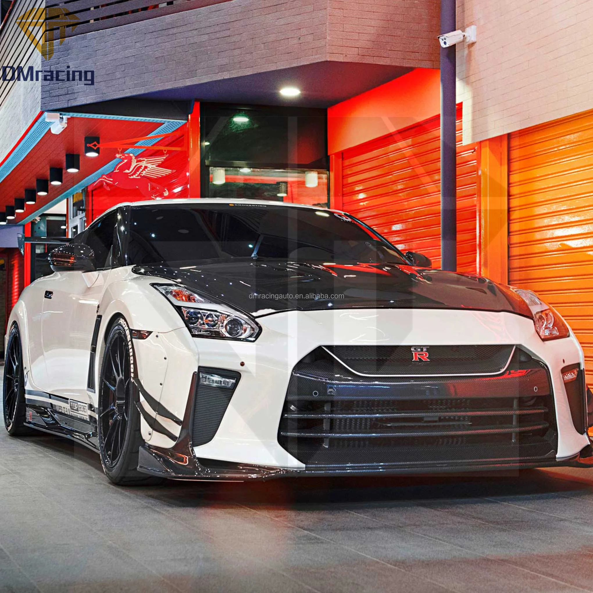 TOP SECRET STYLE HALF CARBON FIBER FRONT BUMPER WITH FRONT LIP BODY KIT ...