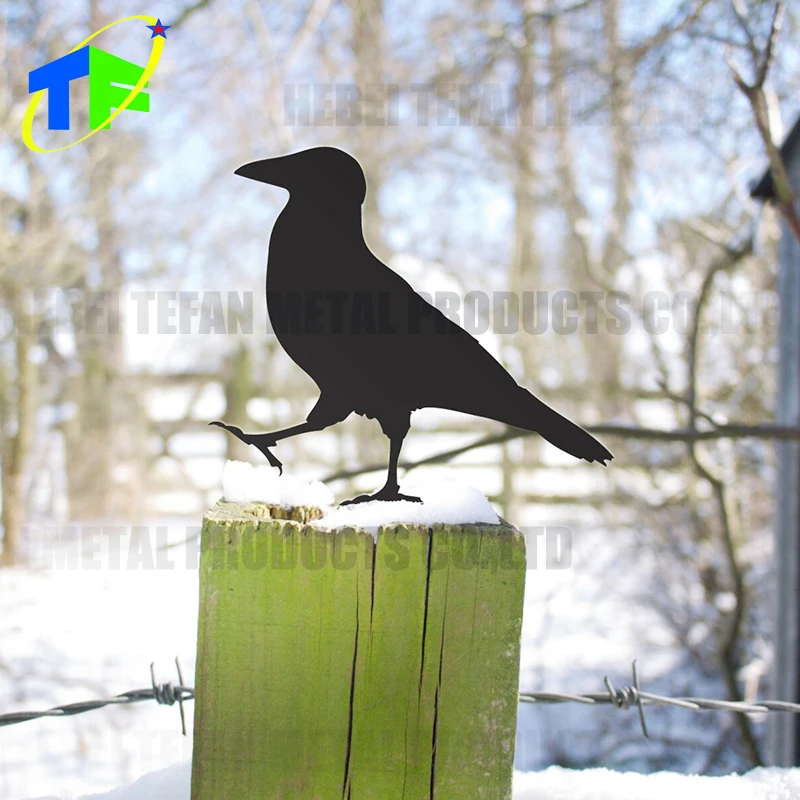 Custom OEM Raven Crow Bird Sculpture Garden Lawn Wood Fence Metal ...