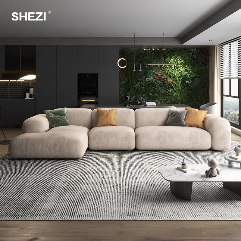 SHEZI Nordic Luxury L Shape Modular Sofa Set for Living Room, Hotel ...