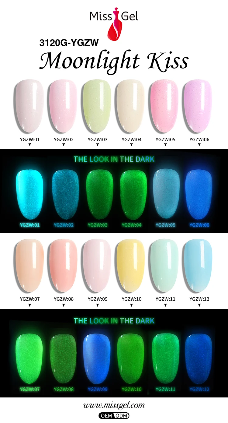 12 Colors Glow In The Dark Top Coat Customize Logo Nail Supplies Uv ...