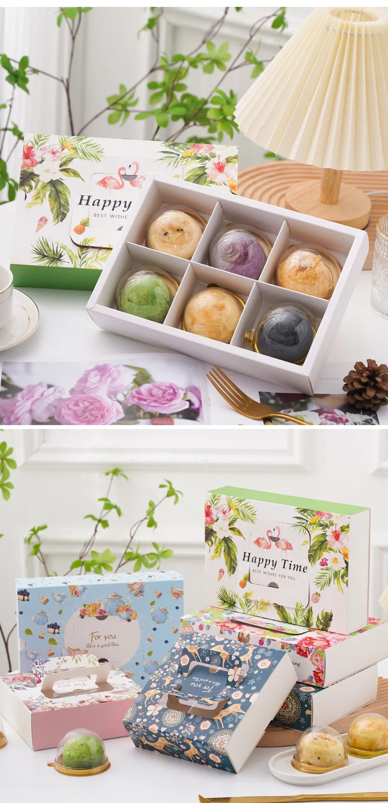 Luxury Food Box for Egg Yolk Pastry 6 Compartment Cake Deer Gift Box ...