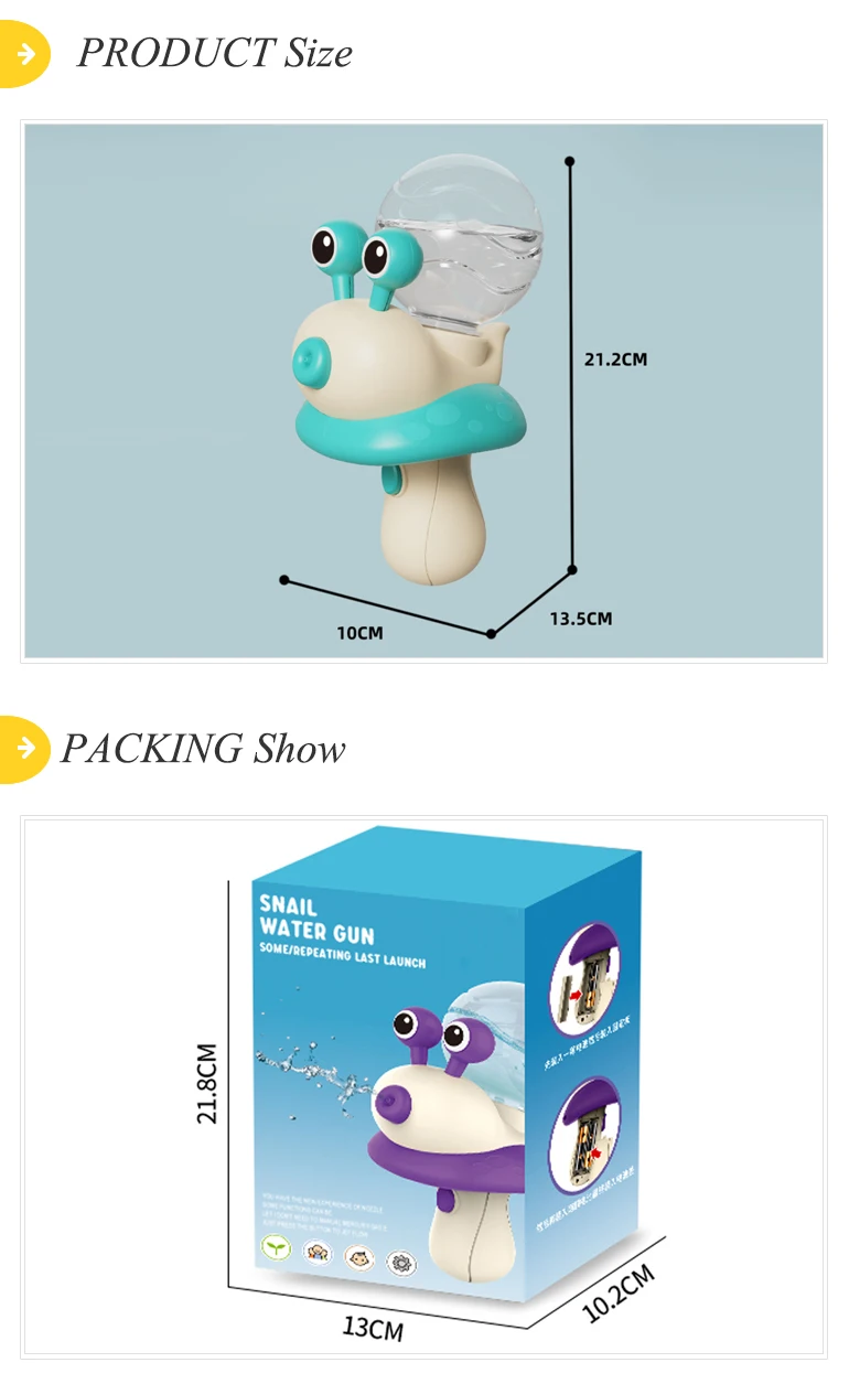 Outdoor Spray Shooting Cute Snail Small Toy Electric Water Gun Automatic