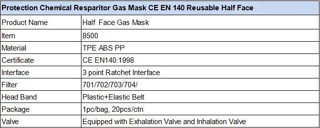 8500 Half Mask Rubber Particulate Respirator - Pollution Gas Filter