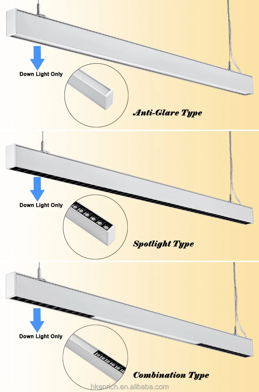 Modern Pendant Accent Lighting Led Linear Pendant Light With 2.4m 80w ...