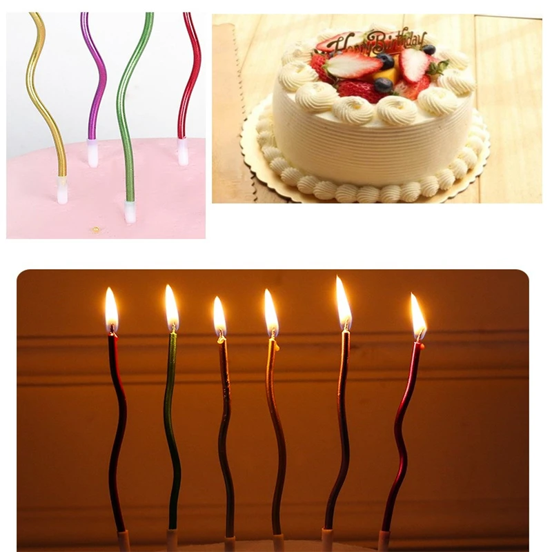 Happy Birthday Cake Topper Decorations Ornament Retro Curve Candle ...