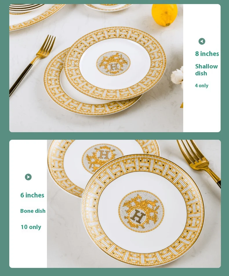 Luxury Home & Restaurant Ceramic Dinnerware Set Elegant Serving Dishes ...