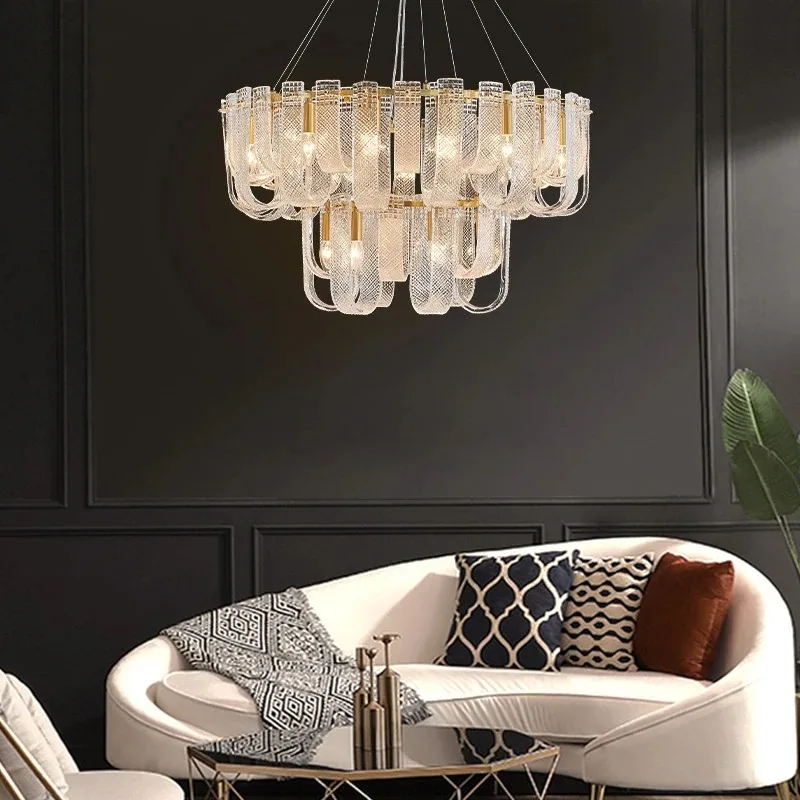 modern 2 Layer Luxury Crystal Glass LED Hanging Lamp Chandelier ...