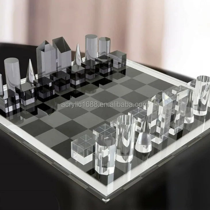 High Quality Acrylic Chess Set With Distinctive Geometric Chess Pieces ...