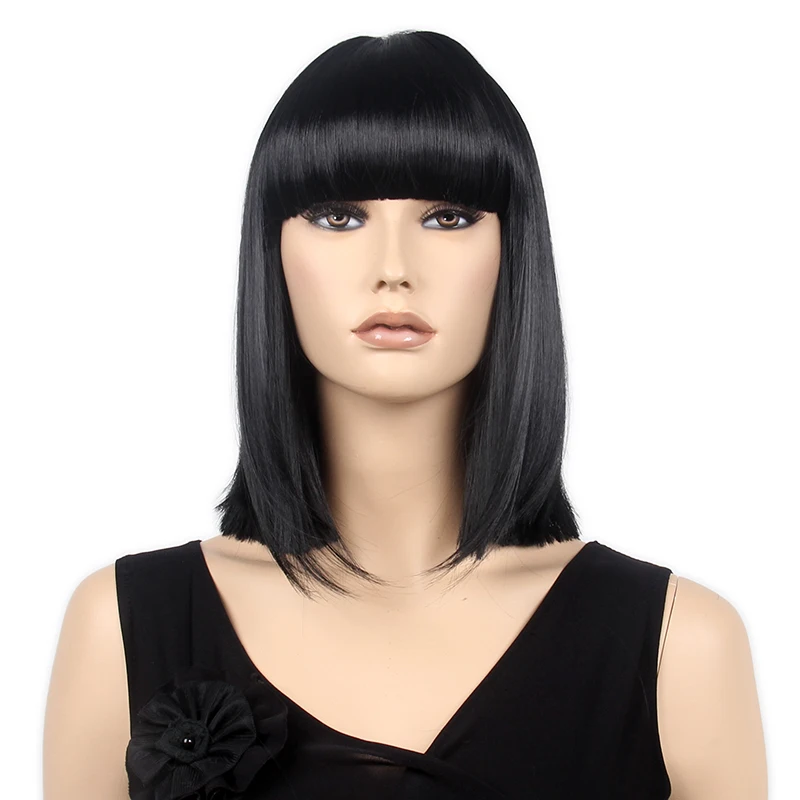 Wholesale Wigs Synthetic Hair Student Style Thick Bangs Short Wigs ...